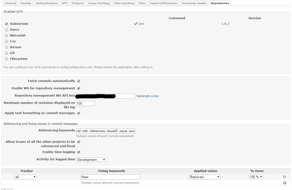 How To Enable Auto Closure Of Issues Via Svn Commit In Redmine